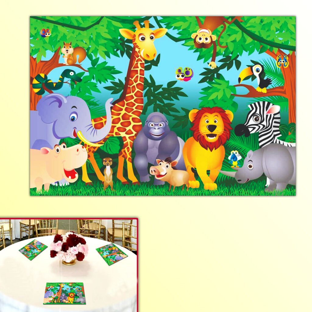 Jungle Animal Theme Table Mat - kittypartyy