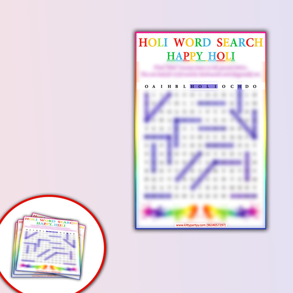 Holi word Search Paper Game - kittypartyy