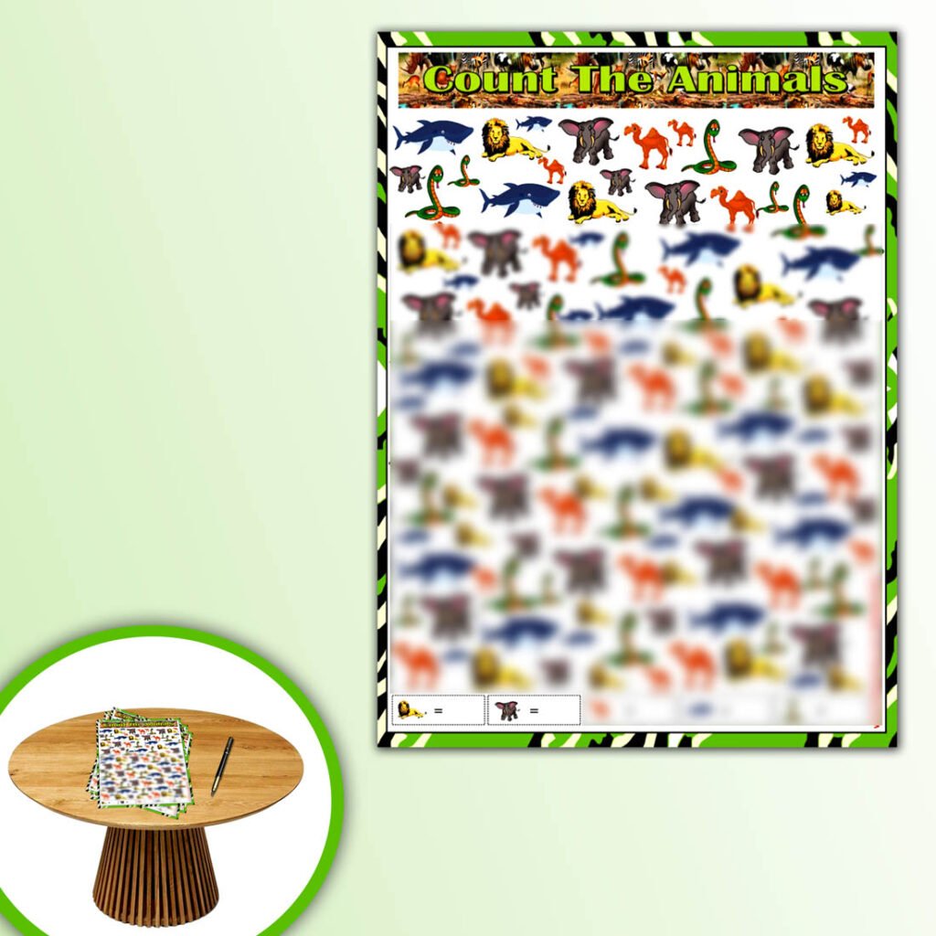 Count The Jungle Animals Paper Game - kittypartyy