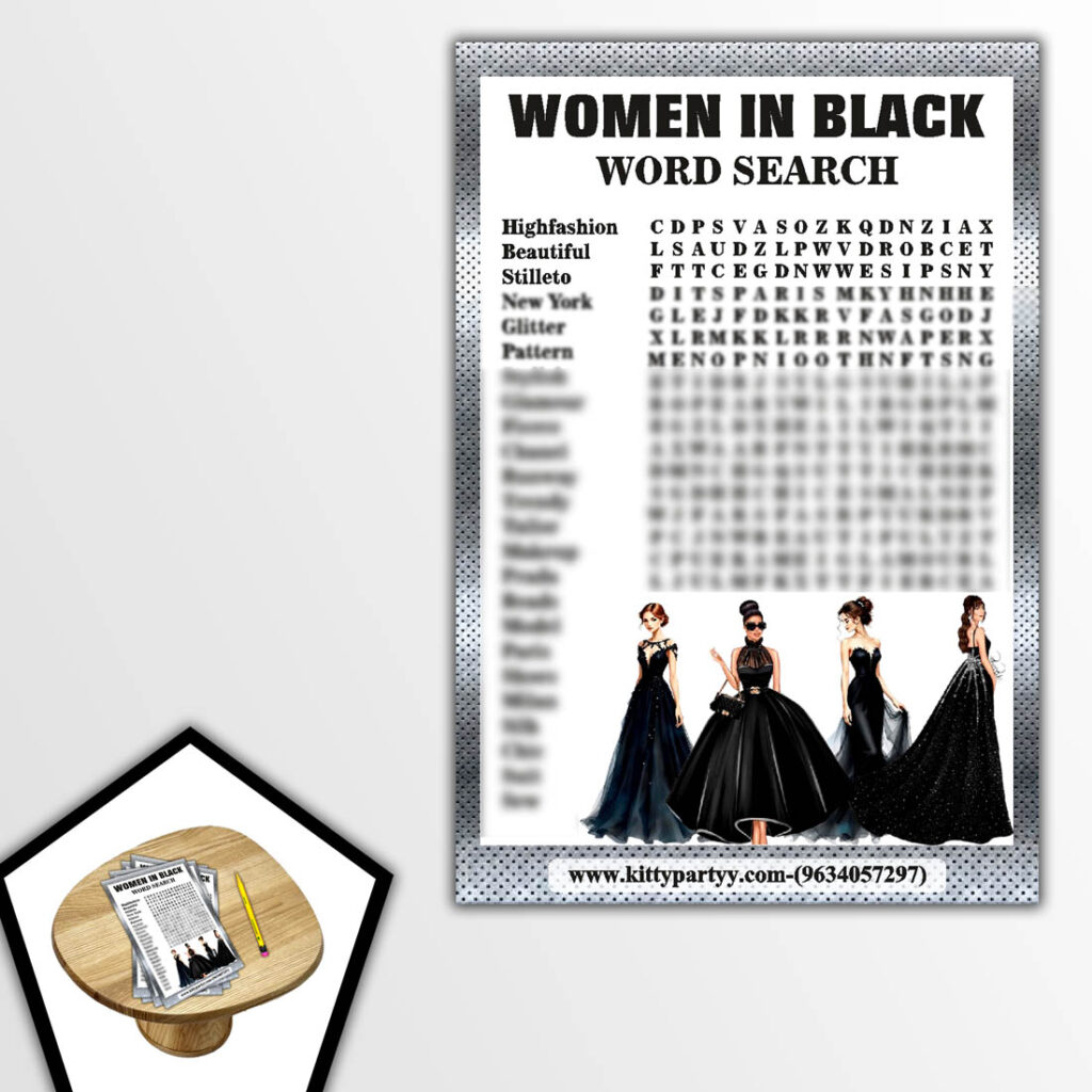 Women In Black Word Search Game - kittypartyy