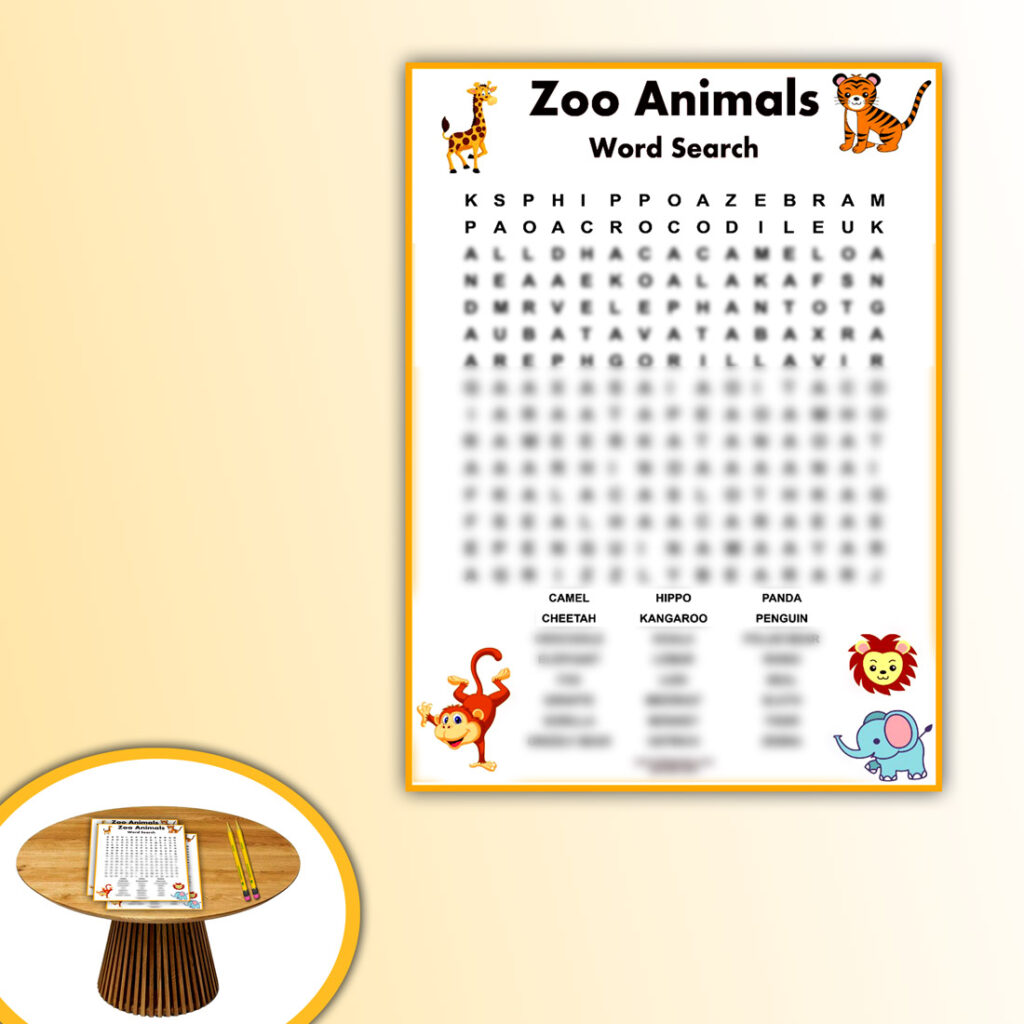 Zoo Animal Word Search Game - kittypartyy